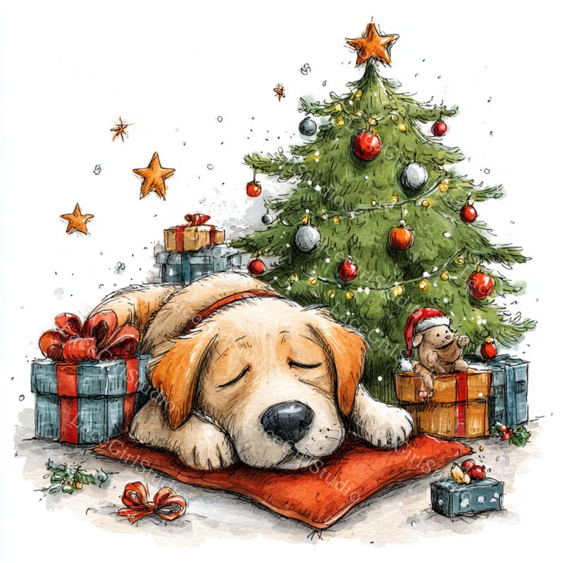Christmas Labrador Clipart Set of 15: Holiday Puppy PNG Images (digital ...