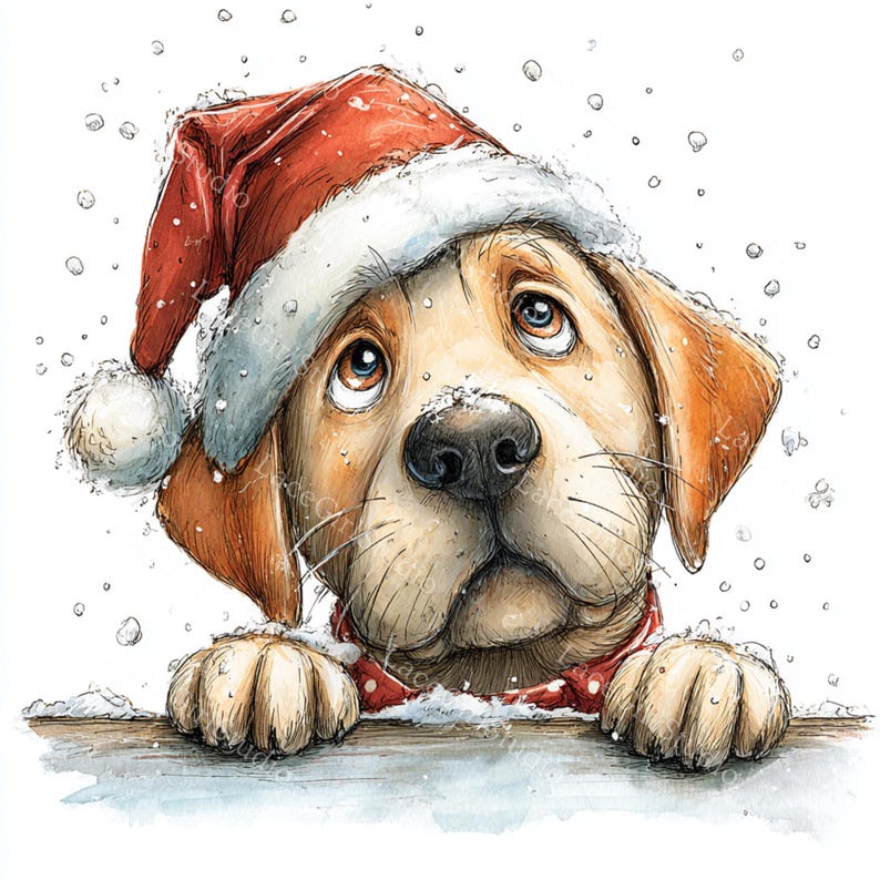 Christmas Labrador Clipart Set of 15: Holiday Puppy PNG Images (digital ...