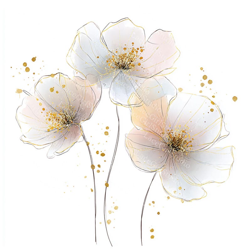 Pastel Flower Watercolor Clipart Bundle: Elegant Floral Art (digital ...
