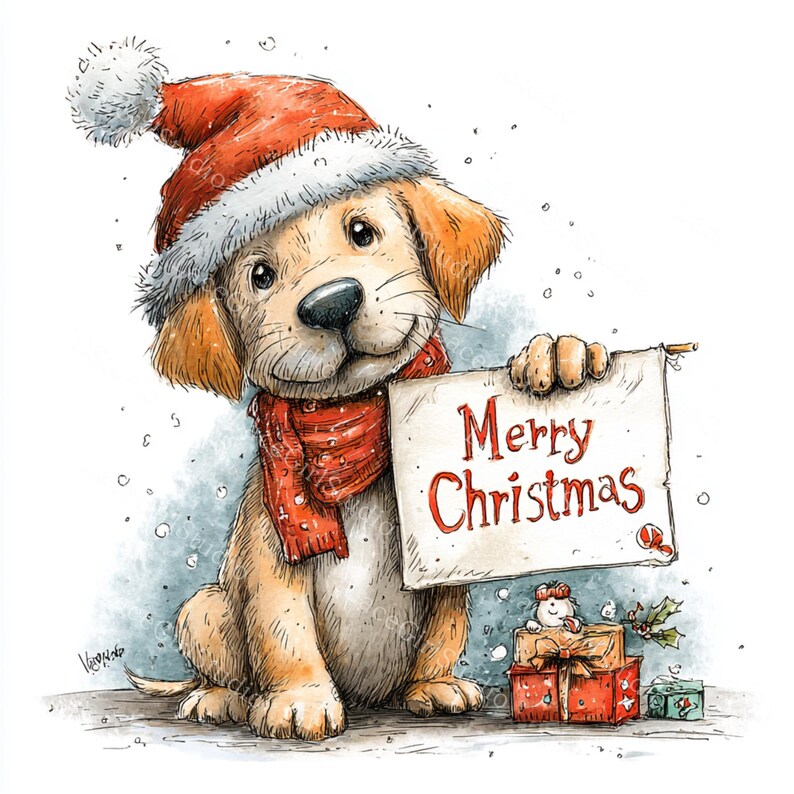 Christmas Labrador Clipart Set of 15: Holiday Puppy PNG Images (digital ...