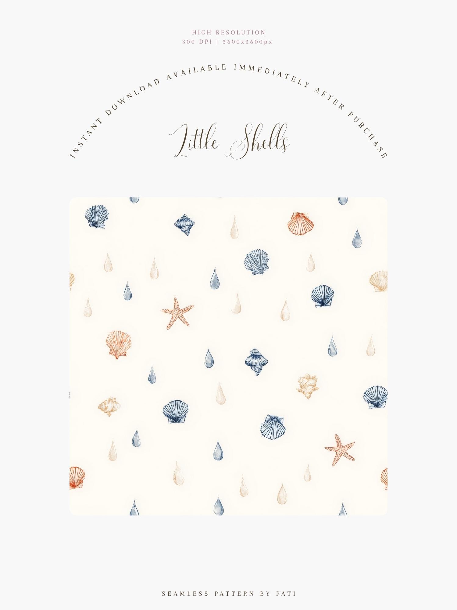 Watercolor Seashell Seamless Pattern, Minimalist Ocean Starfish Print ...