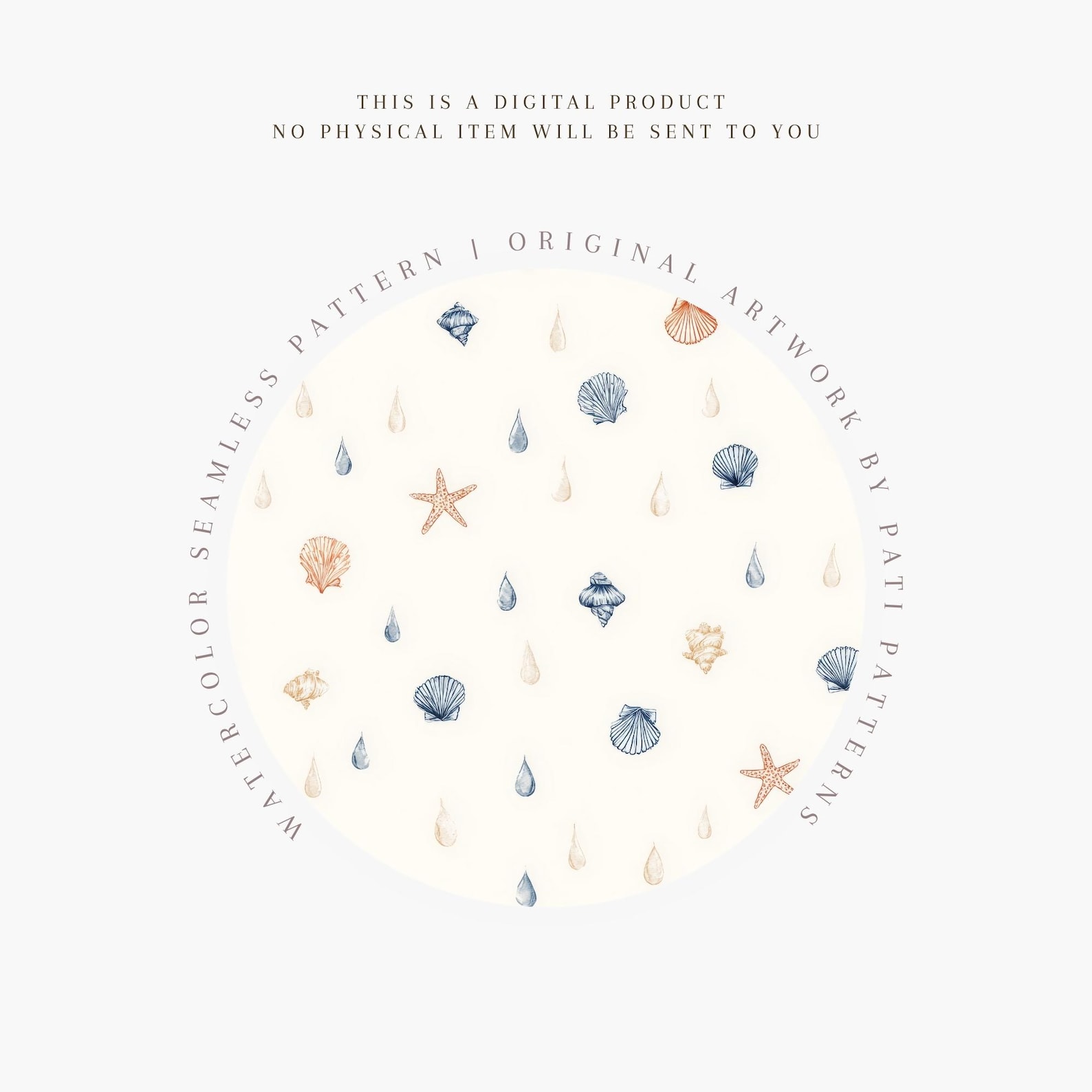 Watercolor Seashell Seamless Pattern, Minimalist Ocean Starfish Print ...