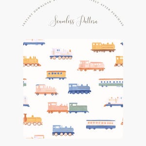 Seamless Train Pattern for Kids, Steam and Toy Trains, Fast Download ...