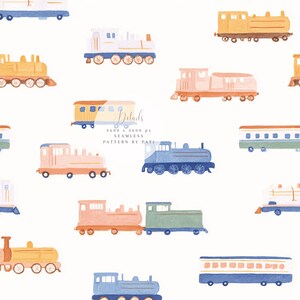 Seamless Train Pattern for Kids, Steam and Toy Trains, Fast Download ...