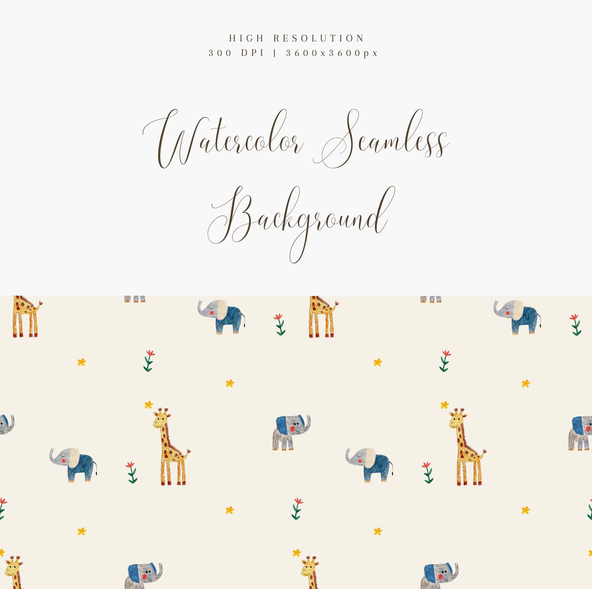 Safari Animal Seamless Pattern, Cute Elephant and Giraffe Digital Paper ...