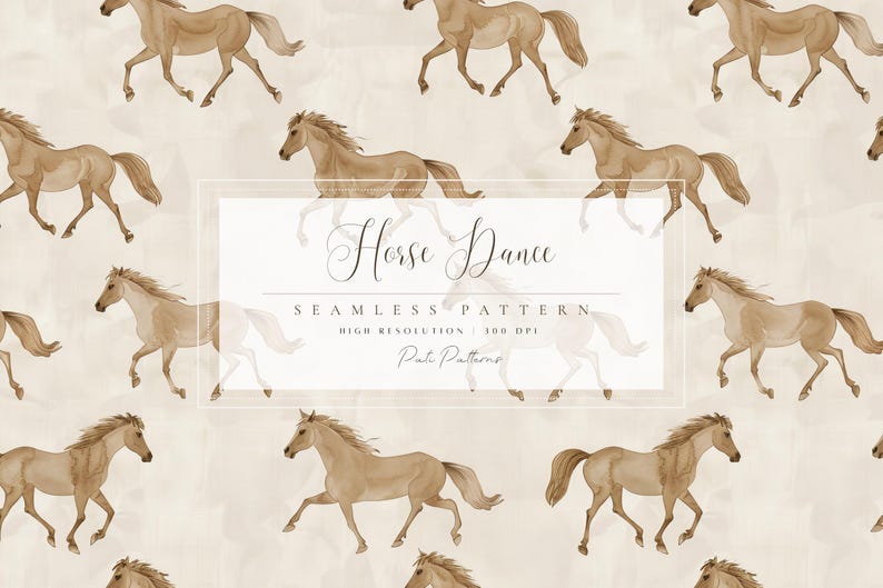 Watercolor Horse Dance Seamless Pattern - Horse Pattern - Running ...
