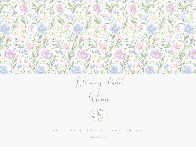 Blooming Pastel Whimsy Seamless Pattern - Watercolor Floral Digital ...