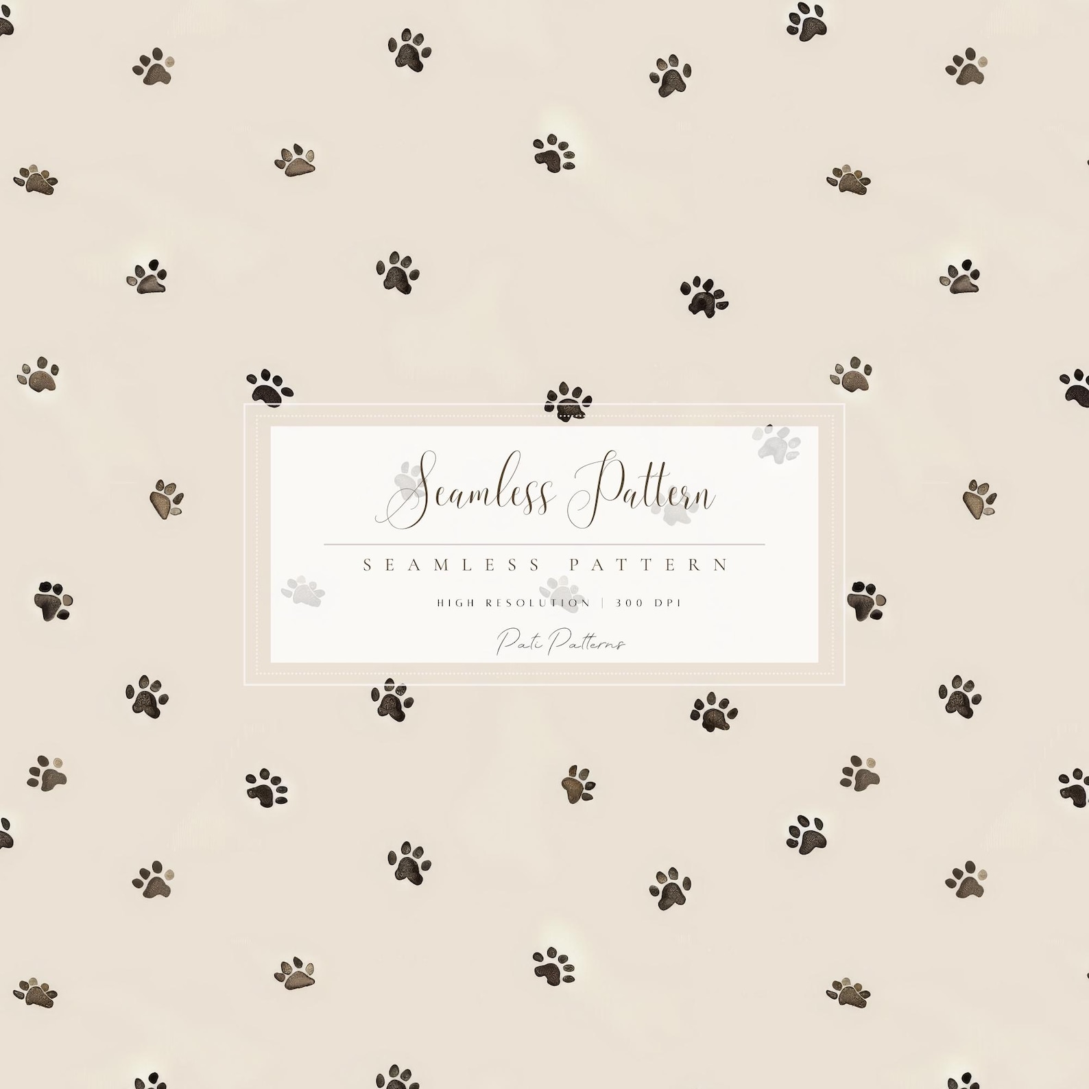 Watercolor Neutral Paw Print Seamless Pattern, Dog Paw PNG Background ...
