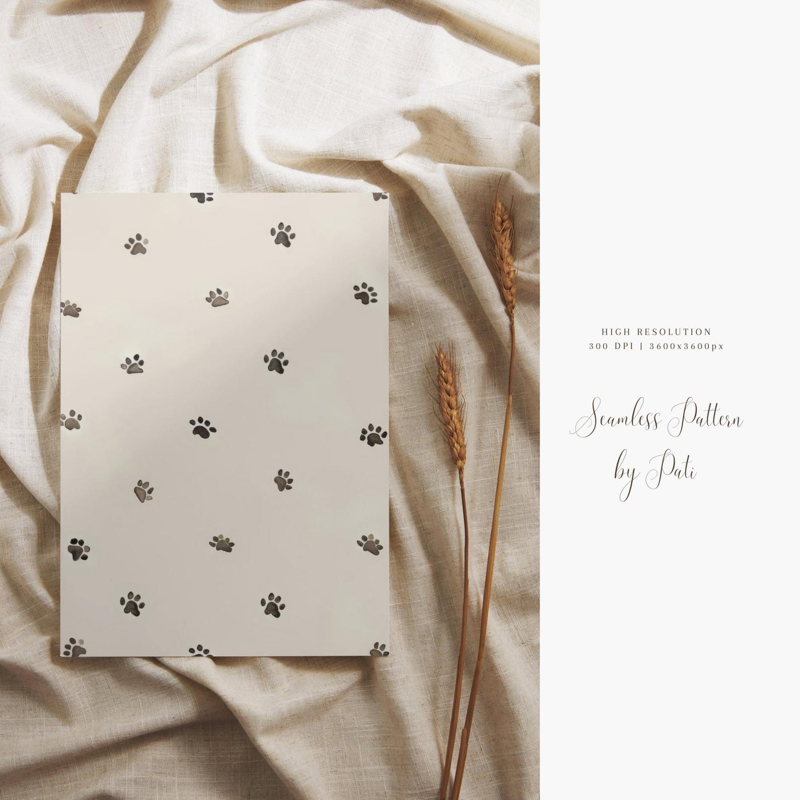 Watercolor Neutral Paw Print Seamless Pattern, Dog Paw PNG Background ...