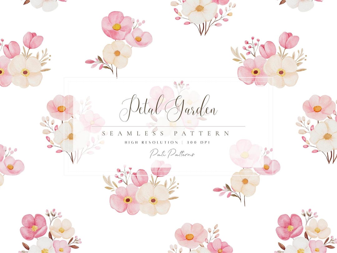 Watercolor Floral Seamless Pattern - Baby Girl Fabric Design - Petal ...