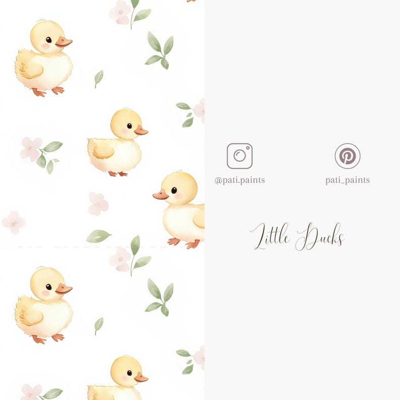 Duck Seamless Pattern PNG, Cute Baby Animal Digital Paper With ...