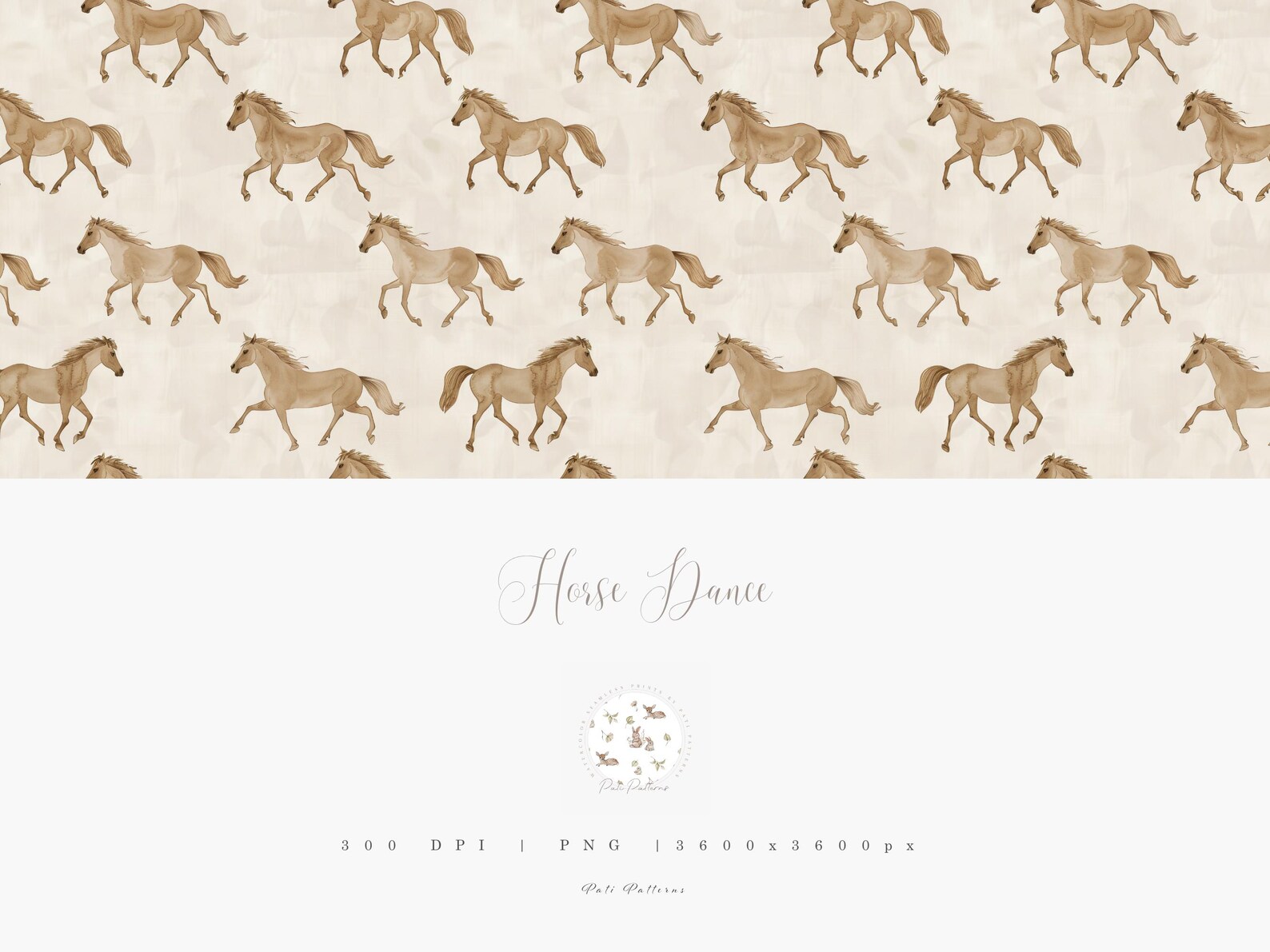 Watercolor Horse Dance Seamless Pattern - Horse Pattern - Running ...