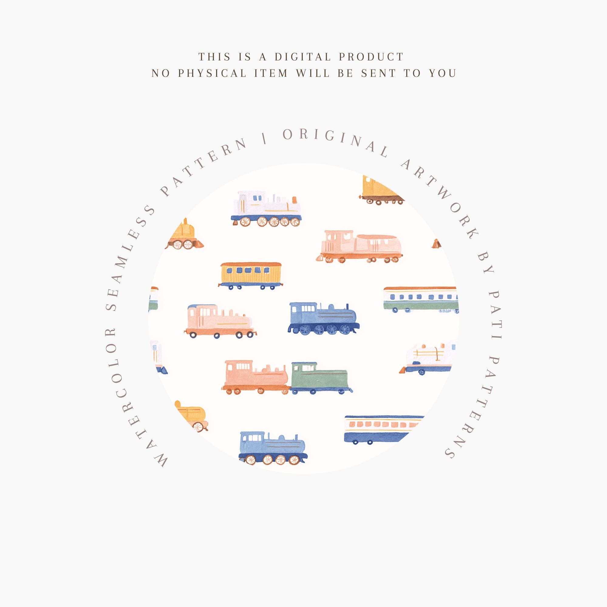 Seamless Train Pattern for Kids, Steam and Toy Trains, Fast Download ...