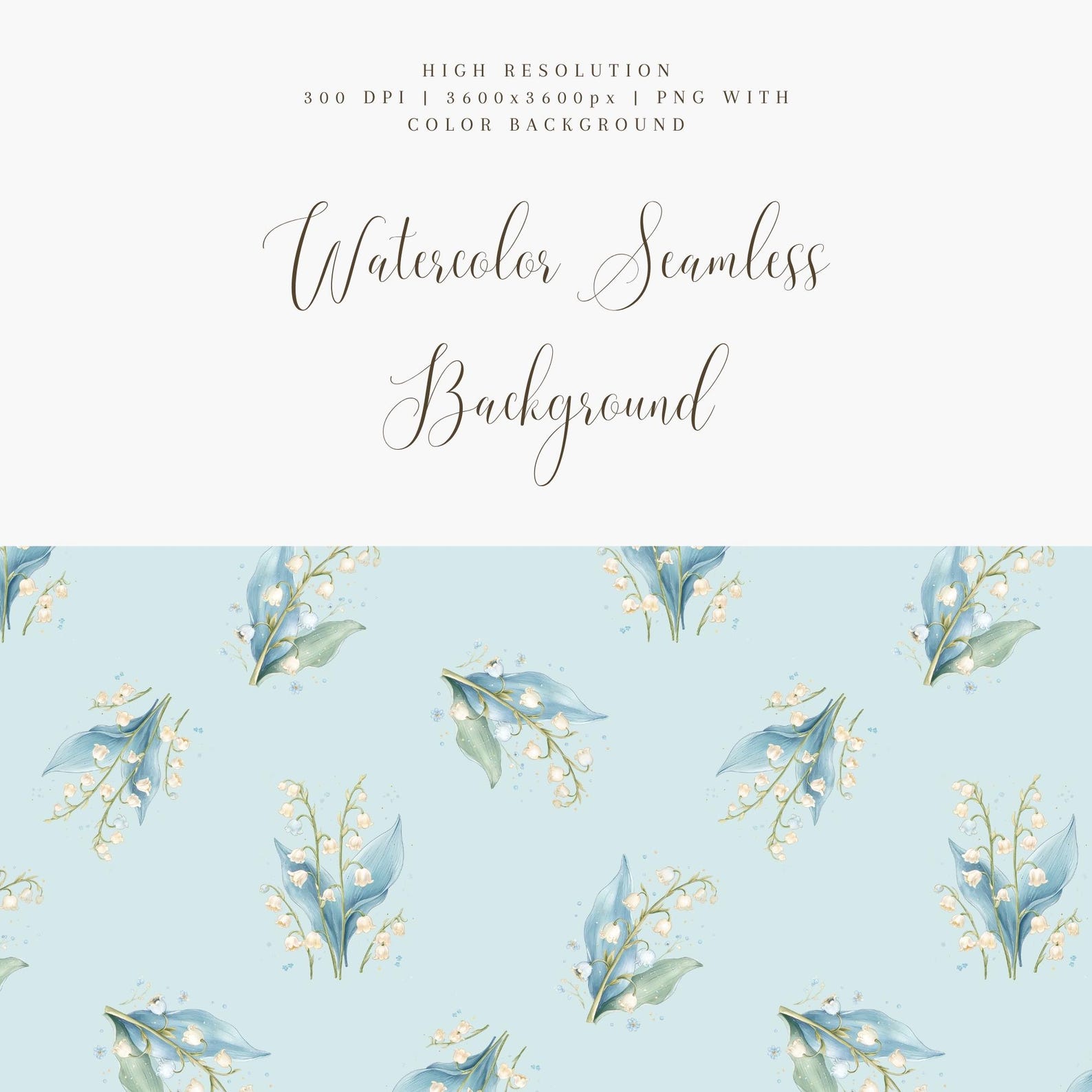 Watercolor Lily of the Valley Seamless Pattern, Blue Spring Floral PNG ...