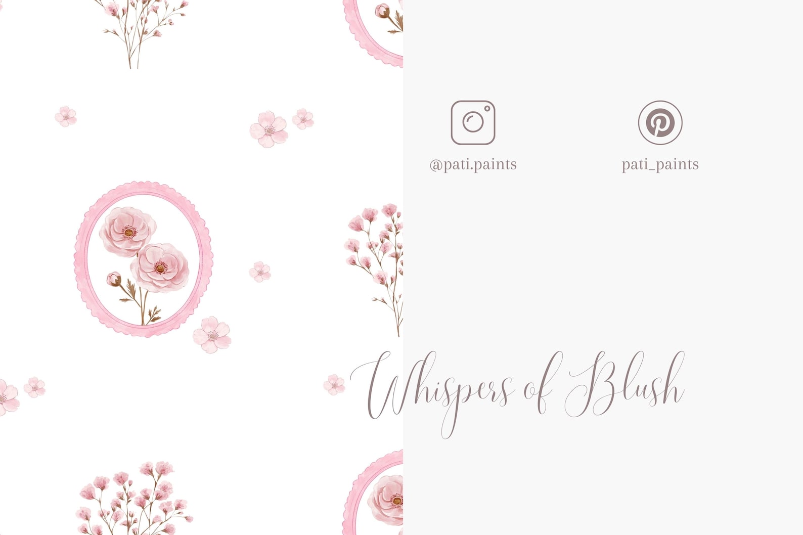 Blush Pink Floral Seamless Pattern - Romantic Watercolor Flowers ...