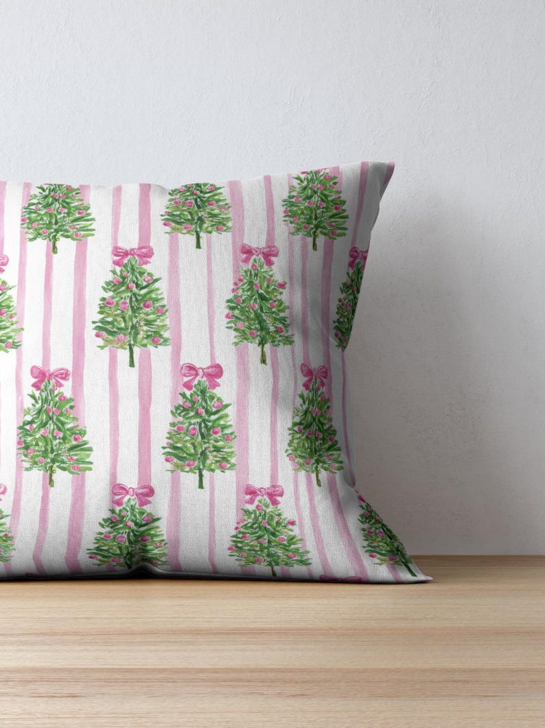 Pink Christmas Tree Seamless Pattern, Holiday Digital Paper, Watercolor ...