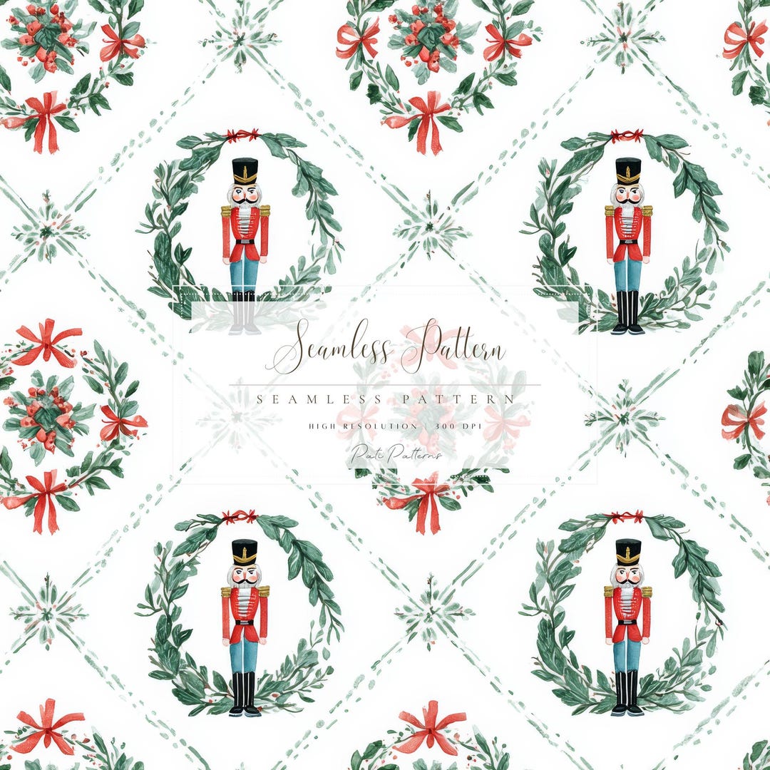 Nutcracker Seamless Christmas Pattern, Holiday Digital Paper ...
