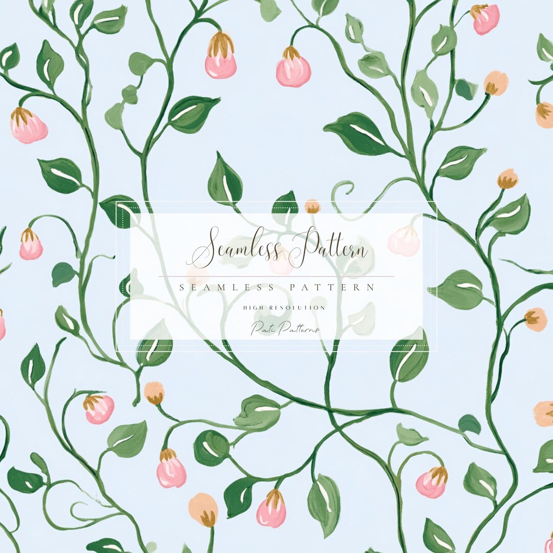 Whimsical Vines Floral Seamless Pattern PNG for Spring and Summer ...