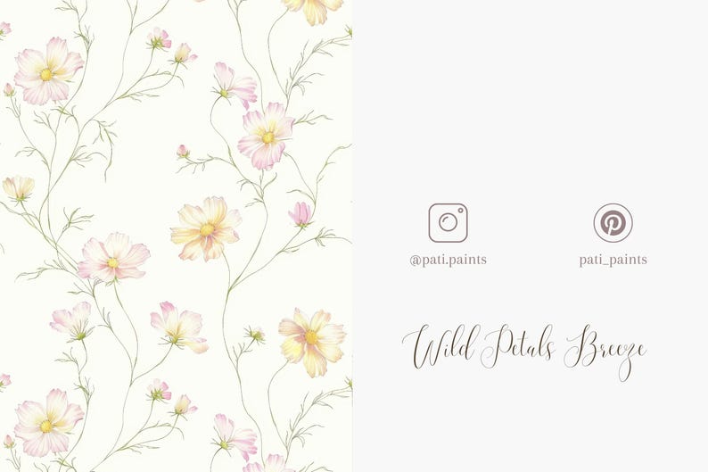 Wildflower Seamless Pattern – Watercolor Floral Digital Paper, Pastel ...