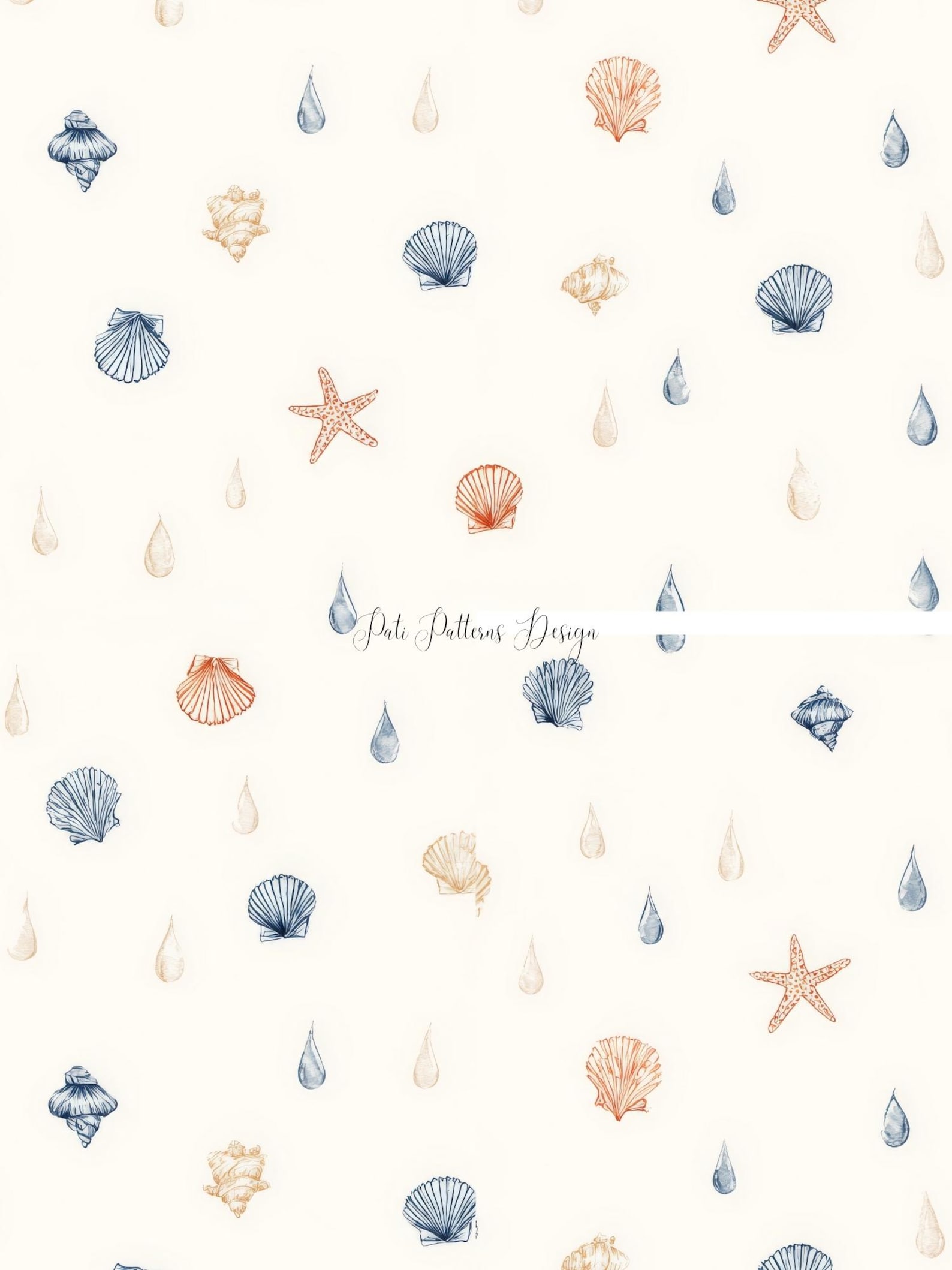 Watercolor Seashell Seamless Pattern, Minimalist Ocean Starfish Print ...