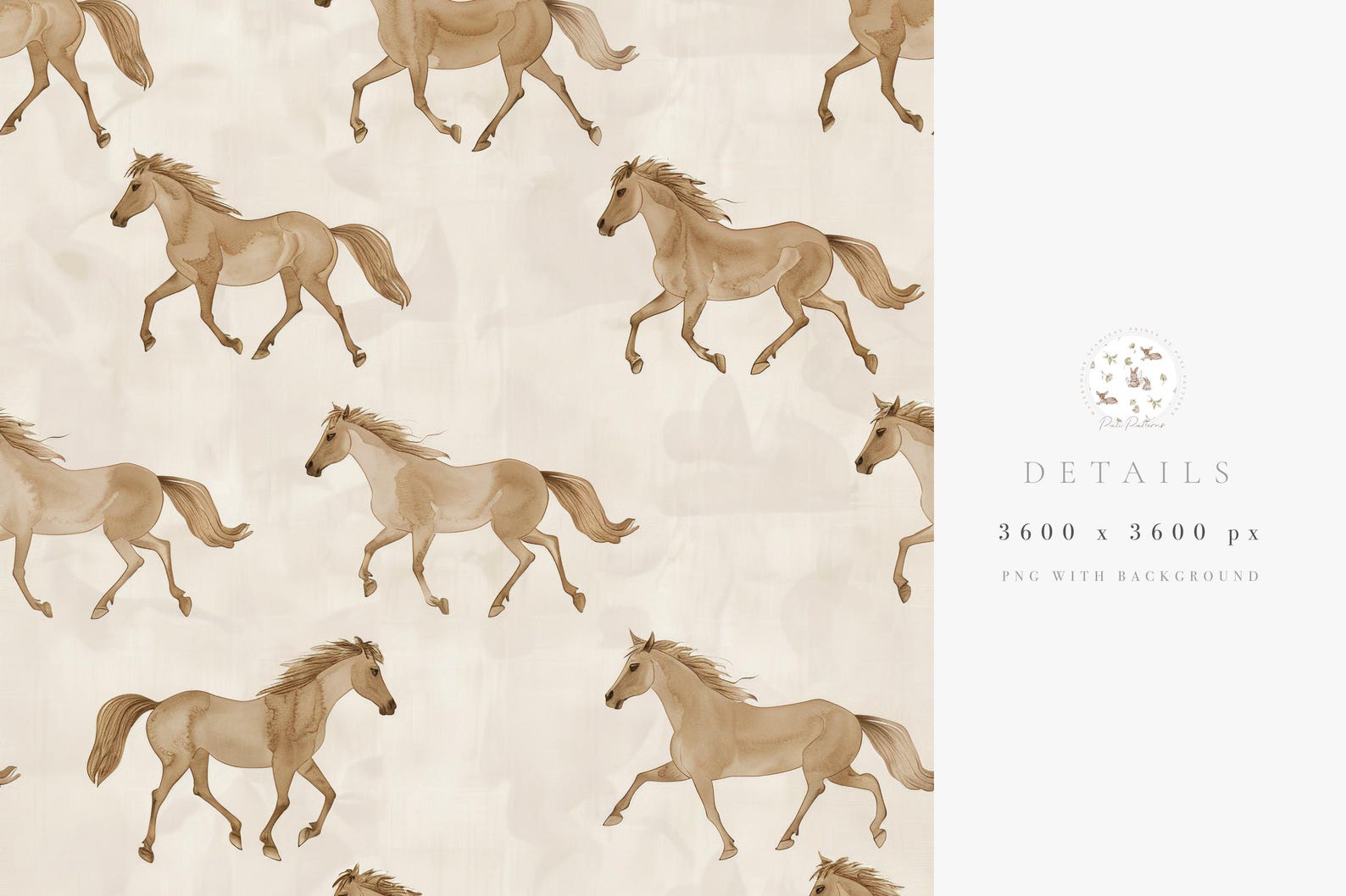 Watercolor Horse Dance Seamless Pattern - Horse Pattern - Running ...