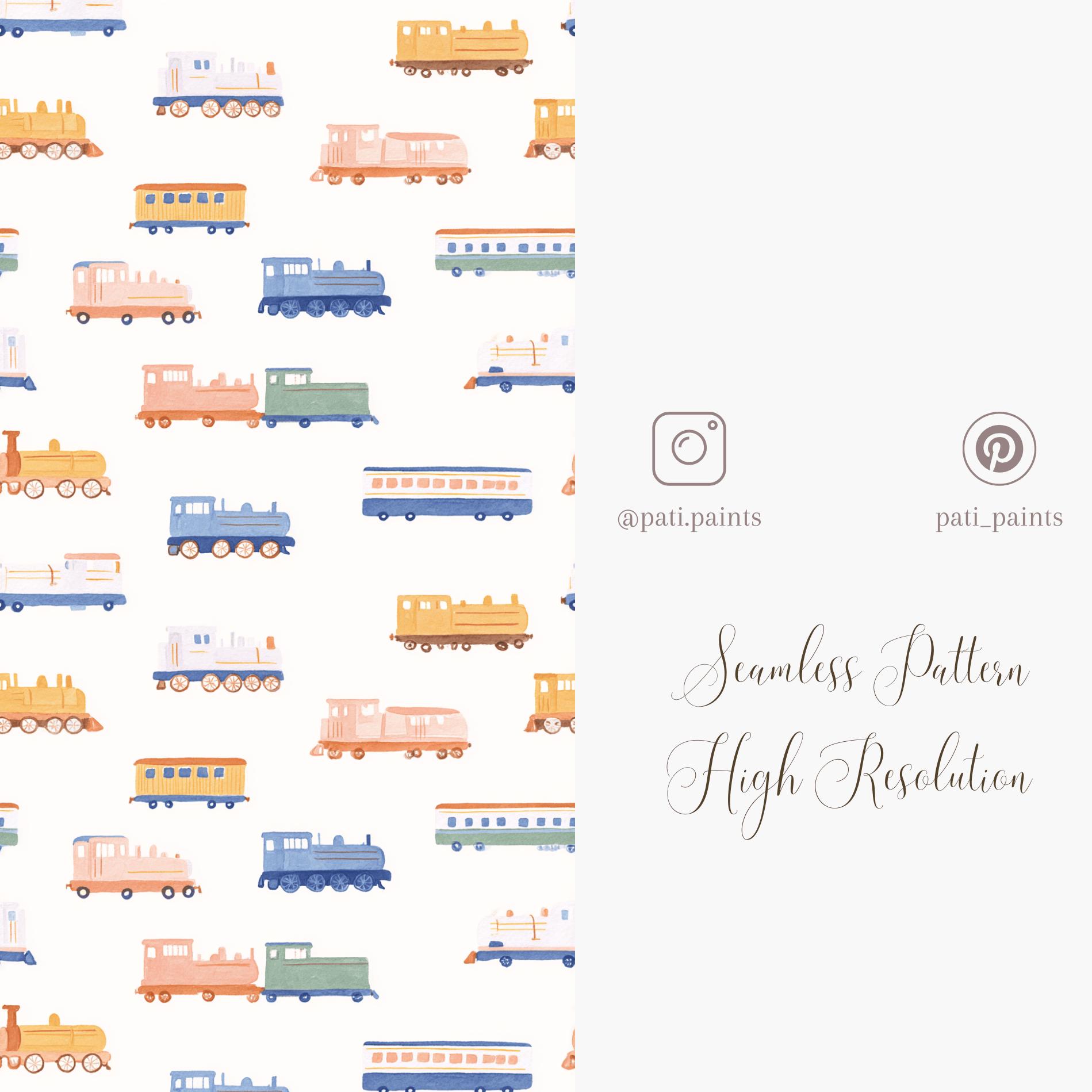Seamless Train Pattern for Kids, Steam and Toy Trains, Fast Download ...