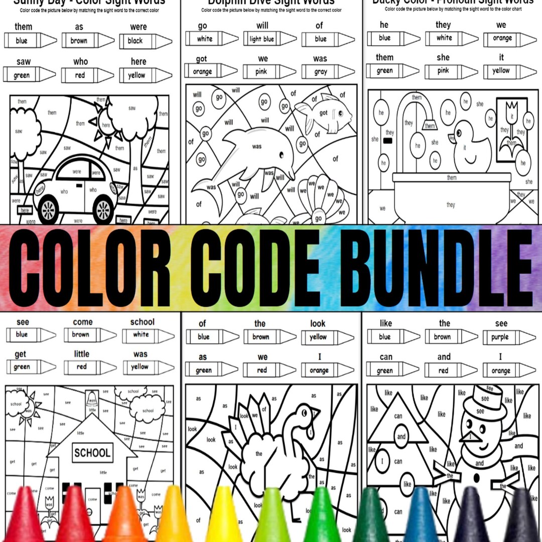Sight Words Kindergarten - 1st Grade Vocabulary Words Color Homeschool ...