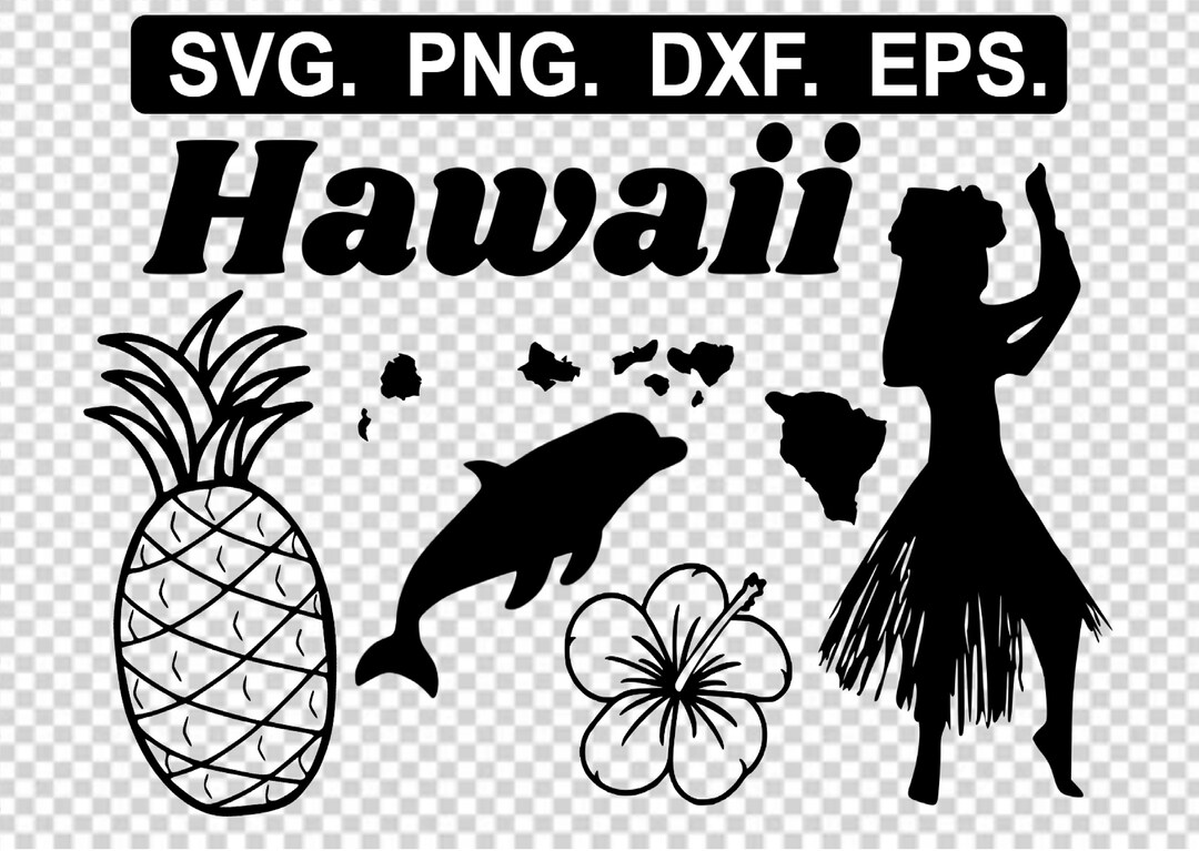Hawaii Vector Graphics Hula Girl SVG Hawaiian Flower Digital Download ...