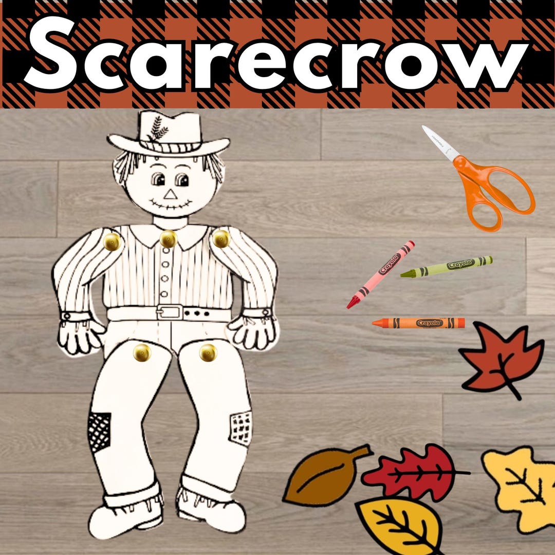 Scarecrow Template Fall Art Project Coloring Moving Parts Thanksgiving ...
