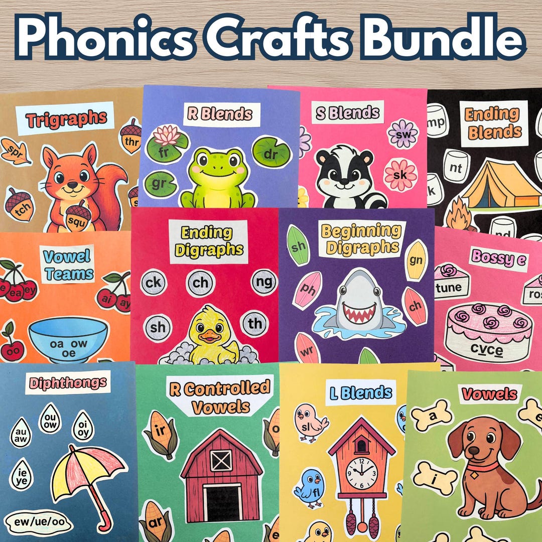 Phonics Craft Bundle Phonics Anchor Chart Wall Blends Digraphs ...