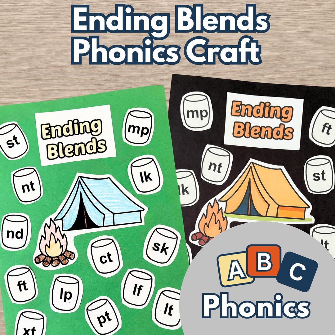Ending Blends Phonics Craft Kindergarten 1st Grade 2nd Grade Anchor ...