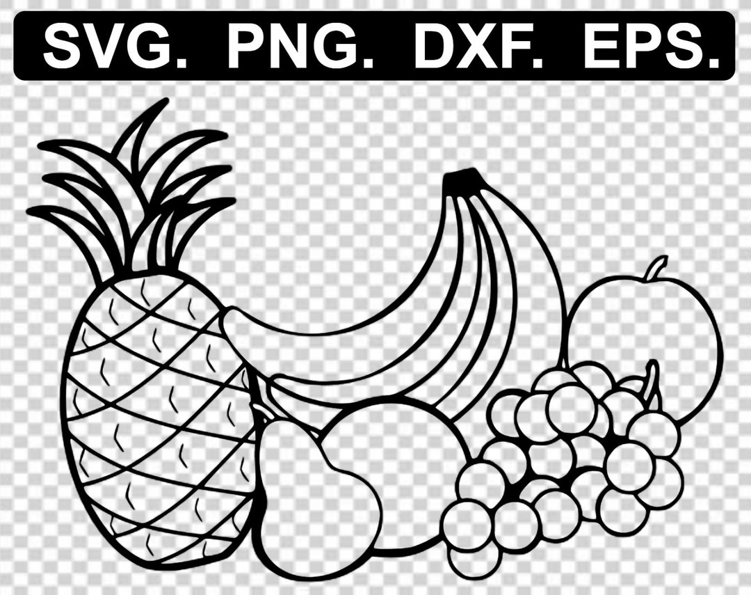 Fruit Mix Vector Graphic SVG, Pineapple DXF, Digital Download, Clipart ...