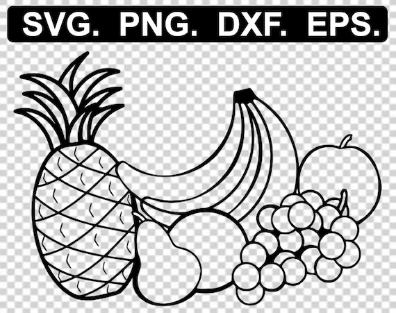Mix Fruit Clipart Black And White