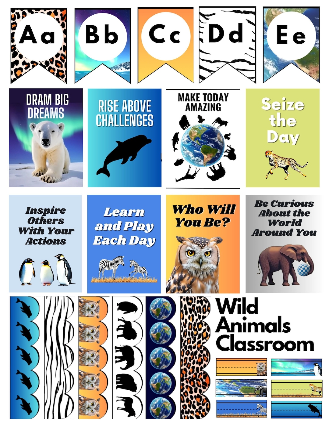 Classroom Décor Animals Wild Animal Print Posters Bulletin Borders ...