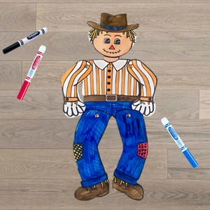 Scarecrow Template Fall Art Project Coloring Moving Parts Thanksgiving ...