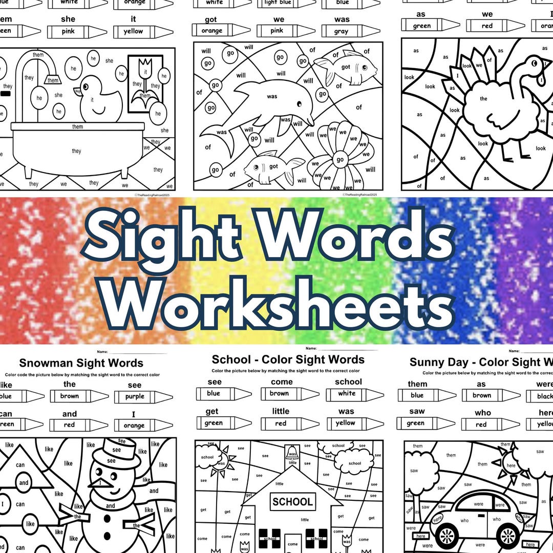 Sight Words Worksheet Bundle Kindergarten 1st Grade Vocabulary Words ...