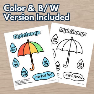 Diphthongs Phonics Craft Kindergarten 1st - 2nd Grade Anchor Chart ...