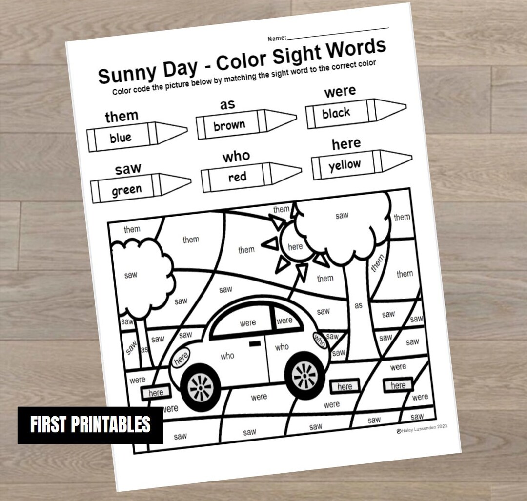 Sight Words Kindergarten Vocabulary Words Coloring Page Worksheet ...