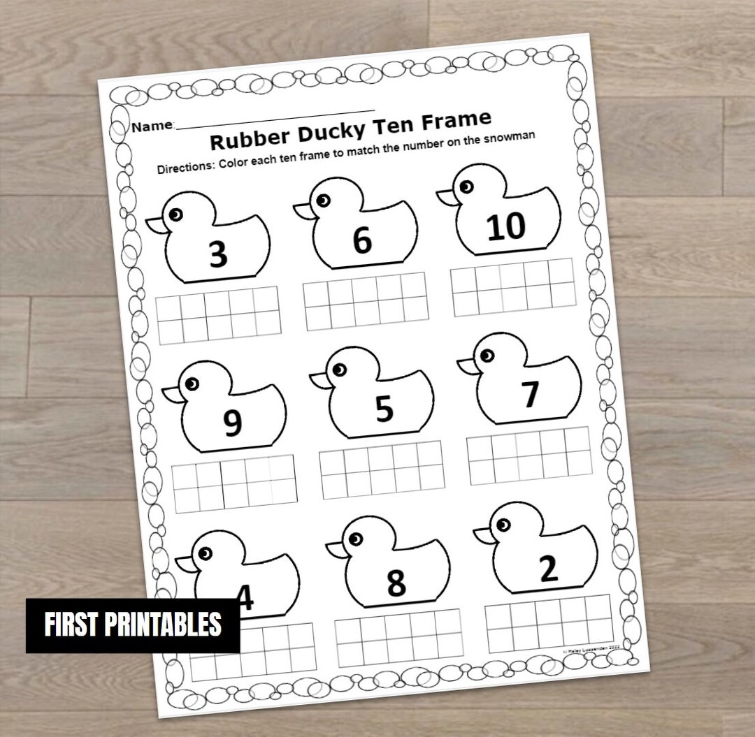 Printable Kindergarten Math Rubber Ducky Ten Frame 10 Frame - Etsy