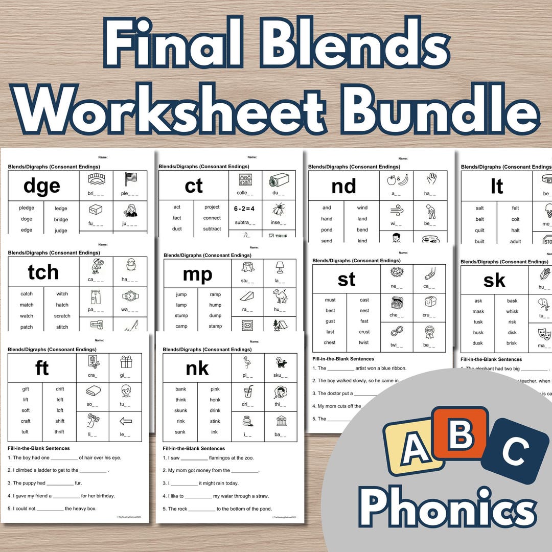 Phonics Worksheet Bundle Word Endings 1st Grade Phonics Practice ...