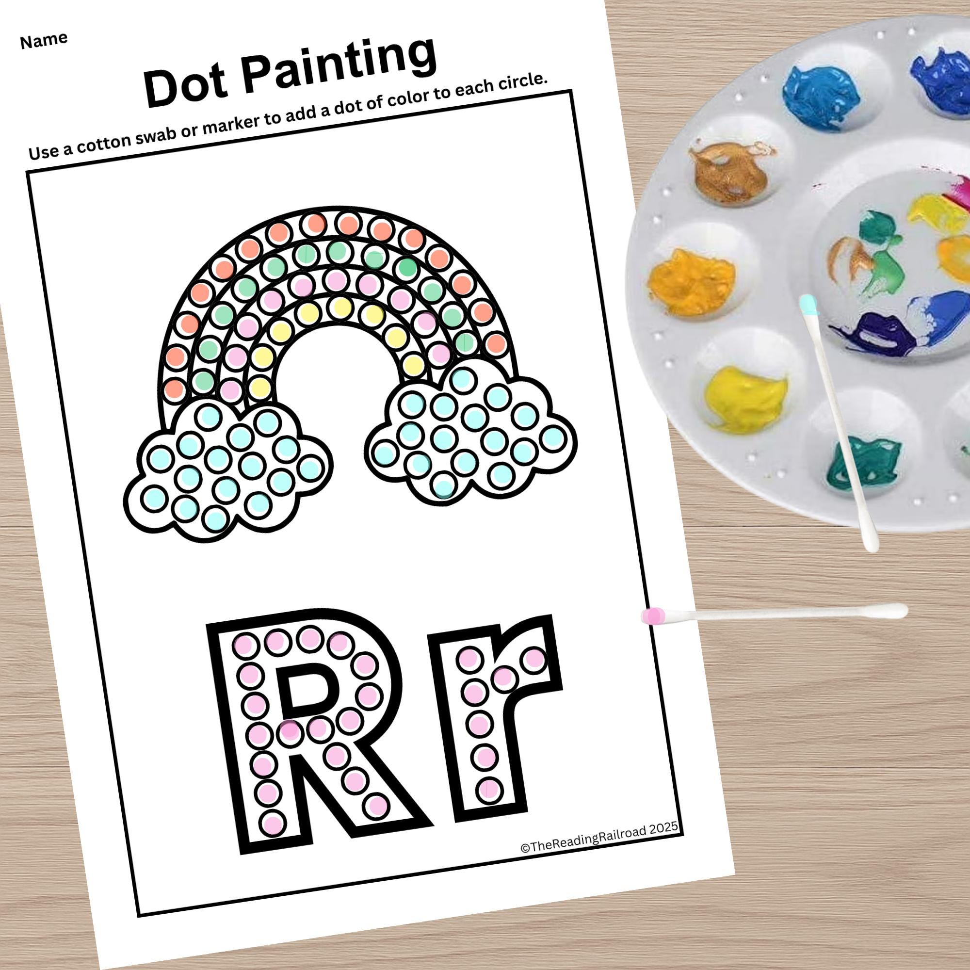 Alphabet Dot Painting Q-tip Painting Multisensory ABC Tracking A-Z ...