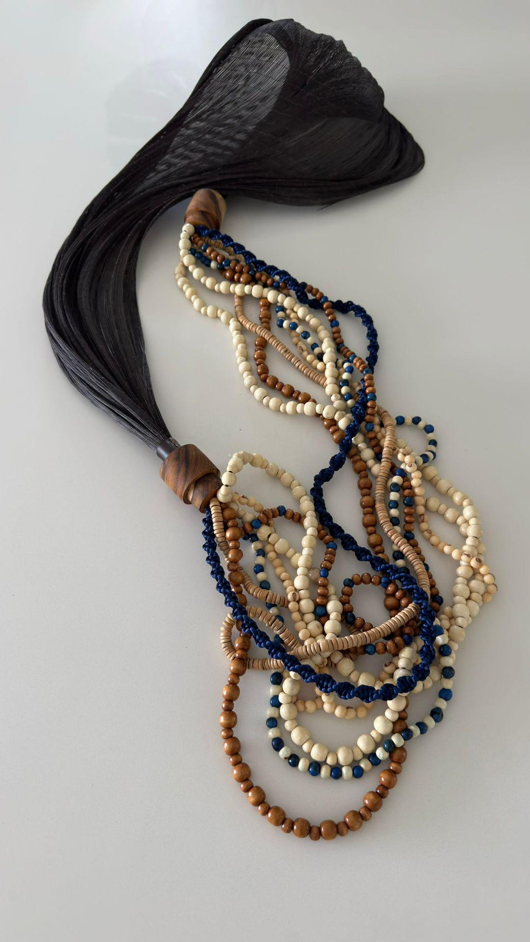 Handmade Natural Fiber Table Decor: Wood Bead Accents, Wooden Bead ...