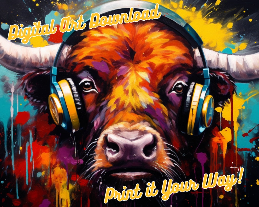 Cow Scottish Highlands Fluffy, Jammin' Music Headphones Collection ...