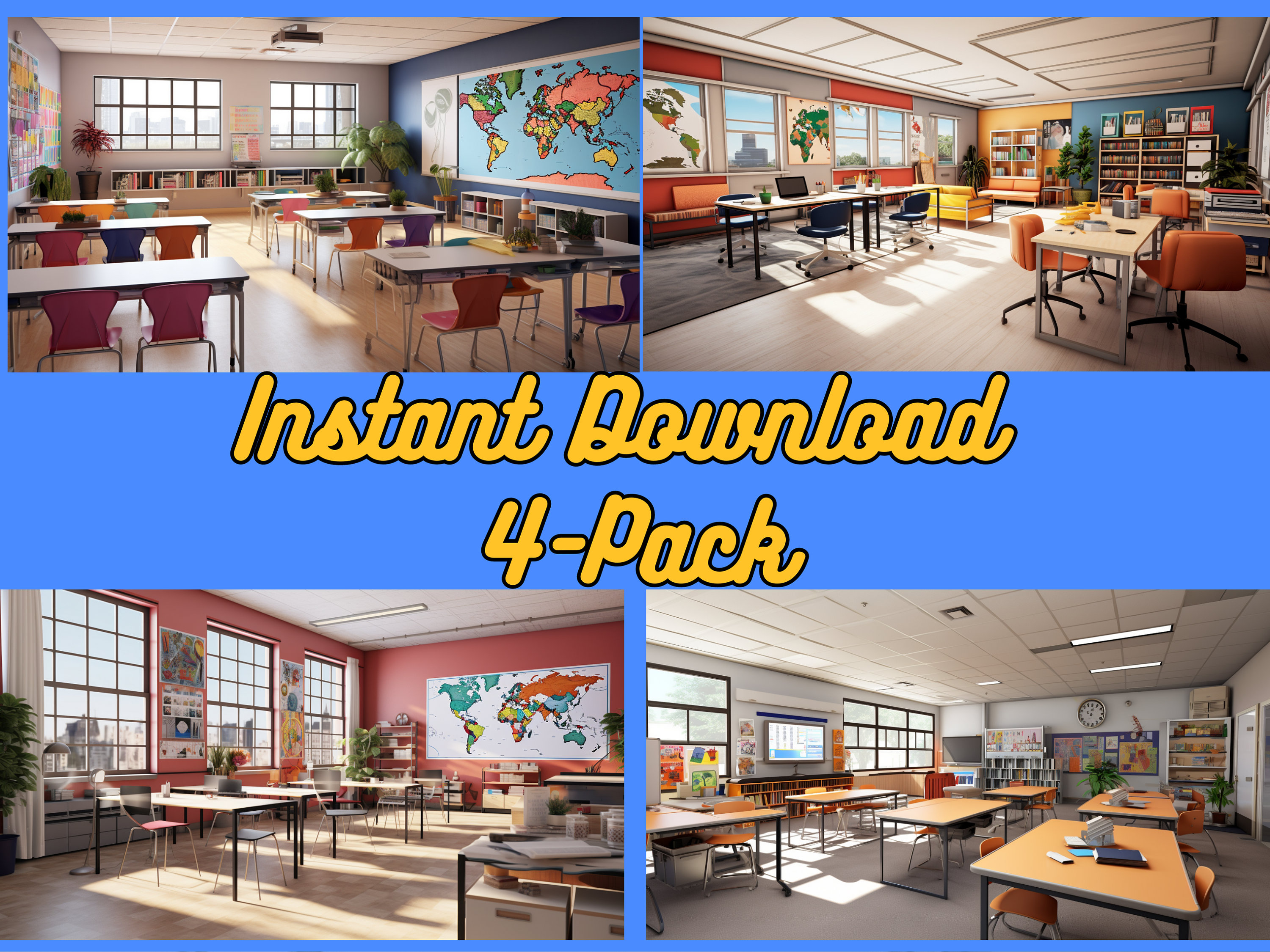 Elementary School Classroom 2nd 3rd 4th Grade Teacher Background Zoom ...