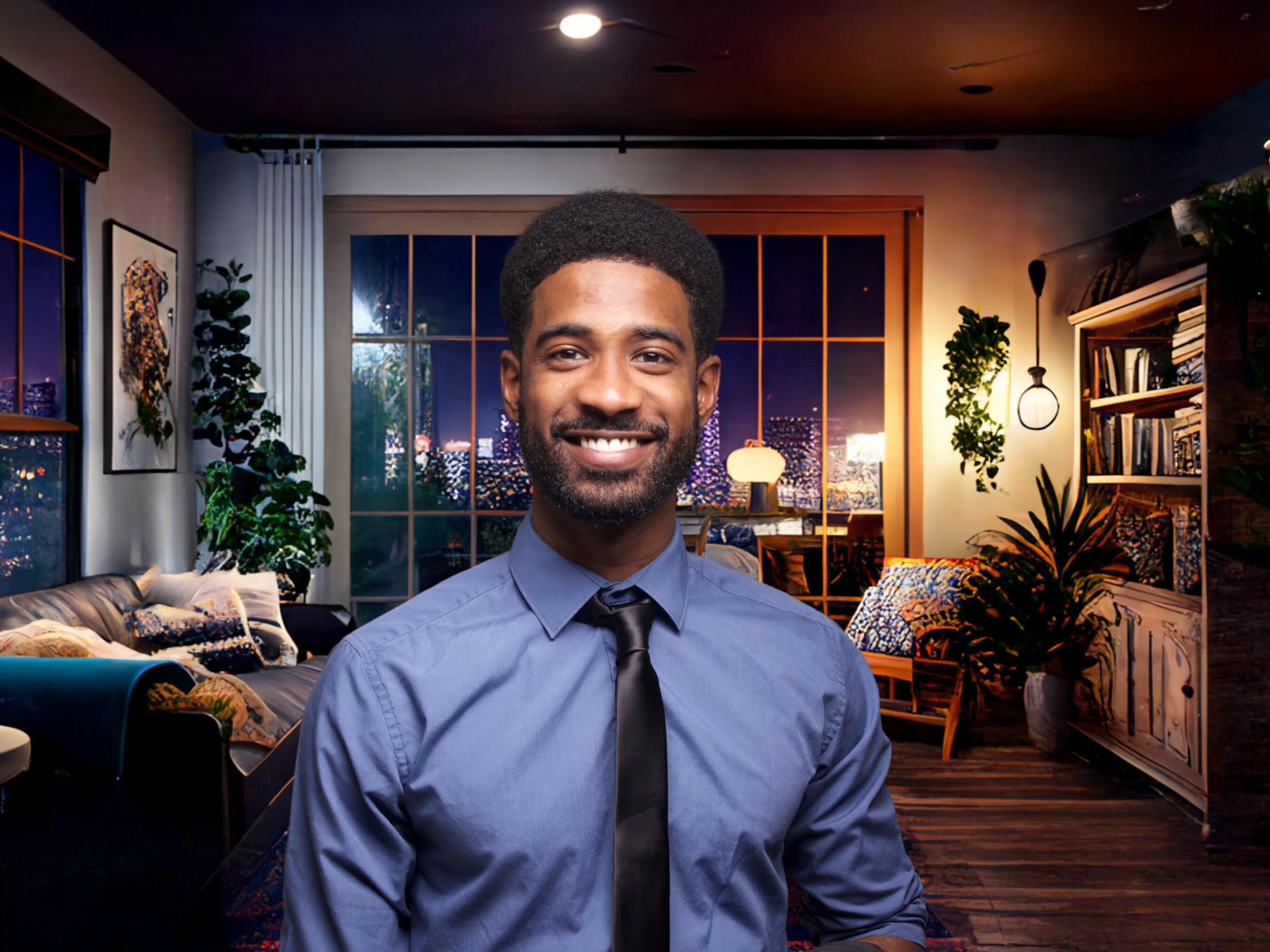 Living Room LA Apartment Los Angeles Night Background Zoom ...