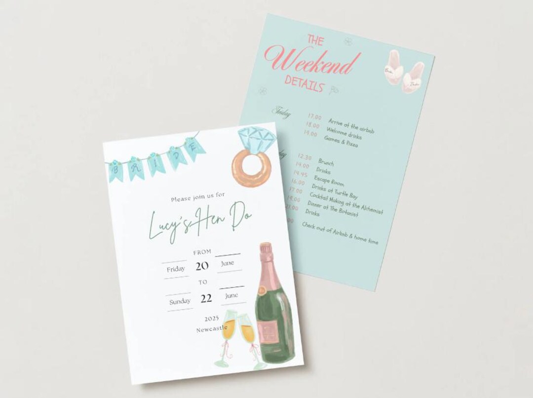 Hen Do Printable Itinerary Template, Editable Hens Party Weekend ...