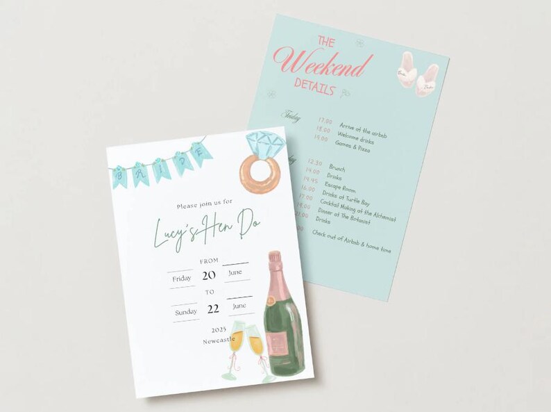 Hen Do Printable Itinerary Template, Editable Hens Party Weekend ...