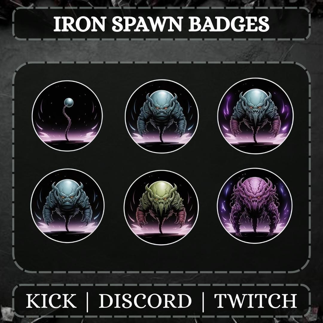 Insignes Twitch Iron Spawn Streamer PNG | Icônes d'abonnés Sub et Bit ...