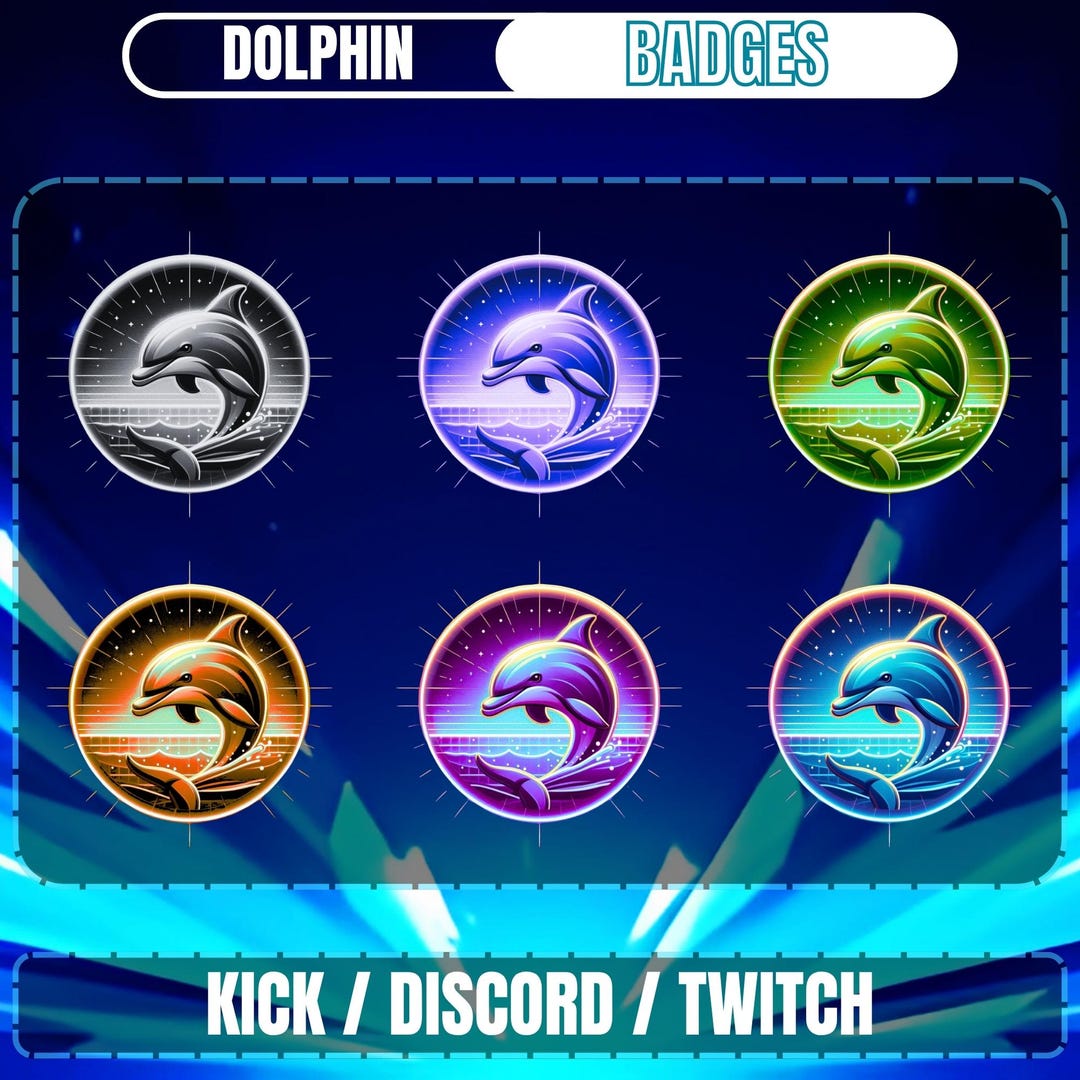 Kawaii Dolphin Twitch Subscriber Badges PNG | Cute Sea Animal Sub Bit ...
