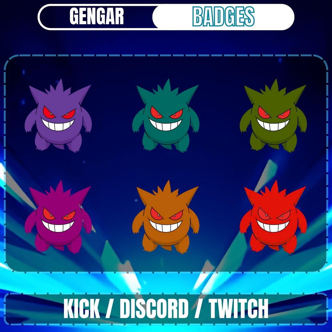 Twitch Gengar Sub Badges: Streaming Subscriber Bit Badges (digital ...